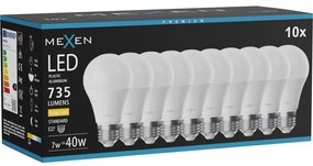 Mexen Nova 10x LED žárovka E27, A60, 7W, Teplá - 3000K, 735 lm - L100-E27-0730-01x10