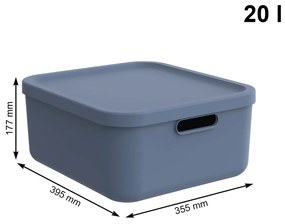 Rotho Úložný box, rovný s víkem, 20l, modrý ALBU LIGHT, 40x36x18
