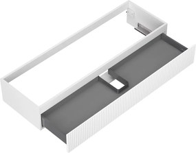 Mexen Rivel, koupelnová skříňka pod umyvadlo 140 cm, 1 zásuvka, drážkovaná, bílá matná, 91A20-14023-1-BF01