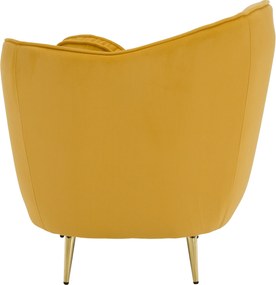 Designové křeslo, žlutá Velvet látka/gold chrom zlatá, EZIO
