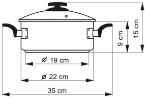 KOLIMAX - české nerezové nádobí Rendlík s poklicí KOLIMAX CERAMMAX PRO COMFORT - granit černý, 22 cm, 3,0 l