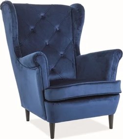 Casarredo - Komfort nábytek Křeslo ušák LADY velvet modrá/wenge