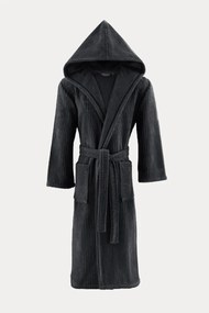 Unisex župan STRIPE s kapucí Černá antracit S