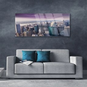 akrylový obraz Město Mrakodrapy Domy 125x50 cm