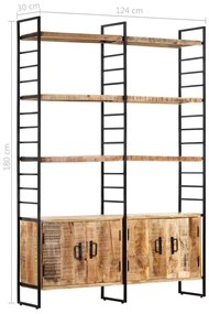 vidaXL 4patrová knihovna 124 x 30 x 180 cm hrubé mangovníkové dřevo