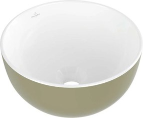 Villeroy & Boch Artis - Umyvadlo na desku, průměr 33 cm, bez přepadu, bez otvoru pro baterii, Sage Green 438932BCS8