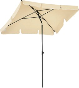 Zahradní slunečník Outsunny 2x1,3m s posuvným sklonem a volánem, venkovní slunečník se 4 hliníkovými žebry a 160g/㎡ polyesterem, pro zahradu, terasu a