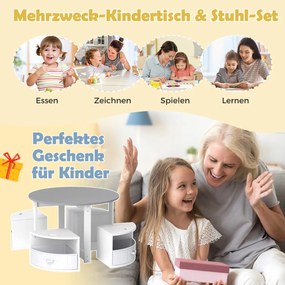 Costway Dětský stůl se 4 židlemi kulatý 5dílný dětský sedací set vyrobený