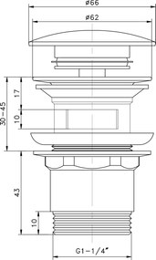 Aqualine umyvadlová výpust 5/4“ click-clack chrom TF7001 Koupelny Bernold