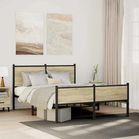 Kovový rám postele bez matrace dub sonoma 150 x 200 cm 3301399