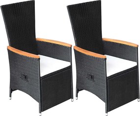7dílný zahradní jídelní set polyratan černý 3070769