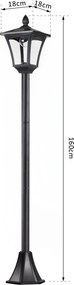Outsunny Solární zahradní lucerna Lantern Path Light s LED 40 lumenů černá 18 x 18 x 160cm | Aosom