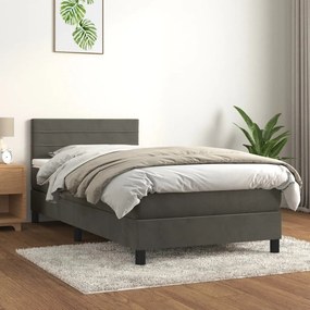 vidaXL Box spring postel s matrací 100x200 cm samet [3141348] Barva: Tmavě šedá