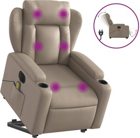 Elektrické zvedací masážní polohovací křeslo cappuccino koženka 3204571