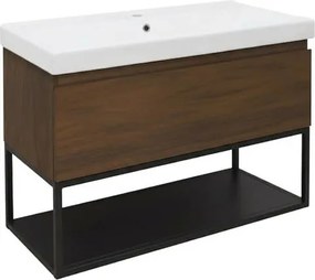 Koupelnová skříňka s umyvadlem SAT B-Way 99x30x45 cm ořech mat BWAY100NUTFU1