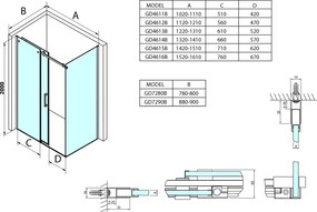 Gelco Gelco, DRAGON BLACK sprchové dveře 1200mm, čiré sklo, GD4612B