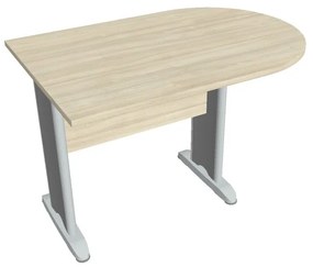 Stůl jednací oblouk 120 cm - Hobis Cross CP 1200 1 Dekor stolové desky: akát, Dekor lamino podnože: akát, Barva nohou: Stříbrná