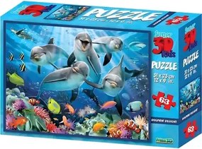 PRIME 3D Puzzle Delfíní radost / 3D efekt / 63 dílků