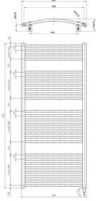 Aqualine, ORBIT-E elektrické topné těleso, oblé, 600x1320 mm, 600W, bílá, ILEO36T