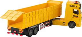LEAN Toys Přepravní kamion se zdvihacím návěsem, světla, zvuky, žlutý