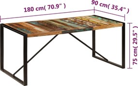 vidaXL Jídelní stůl 180 x 90 x 75 cm masivní recyklované dřevo [247415] Barva: Černá