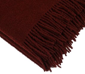 Kampol Deka z merino vlny Bukle 140x200 vínová se střapci
