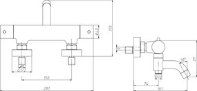Mereo Mereo, Termostatická nástěnná vanová baterie bez příslušenství, CB90103TER