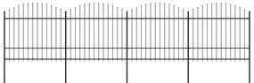 Zahradní plot s kopím nahoře ocelový 714,5 x 175 cm černý
