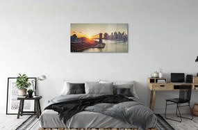 akrylový obraz Bridge river svítání 100x50 cm