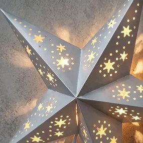 Solight LED vánoční hvězda stolní stříbrná / 10x LED / 3x AA / časovač