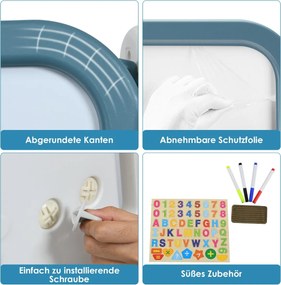 Costway Dětský umělecký stojan 2 v 1 oboustranná magnetická tabule, modrý