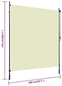 vidaXL Marketos Venkovní roleta 200 x 270 cm krémová
