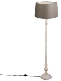 Venkovská stojací lampa taupe s plátěným odstínem 45 cm - Classico