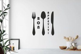 Lepy.cz Samolepka na zeď Bon appétit - příbory Velikost (šířka x výška): 75x81cm, Barevná varianta: Světle hnědá