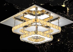 Toolight - LED křišťálová stropní lampa 8W čtvercová 30x30cm APP409-C, teplé světlo 3000K, OSW-65007
