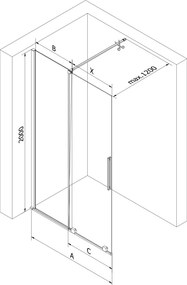 Mexen Velar Posuvná sprchová stěna Walk-in 140 x 200 cm, transparentní 8 mm, černá - 871-140-000-03-70