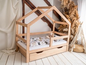 Woodisio Domečková postel  EMA PLUS Variant: 160 x 80, Barva: Přirodní dřevo, Veľkosť: S roštem
