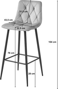 Tmavě béžová barová židle NADO VELVET s černými nohami