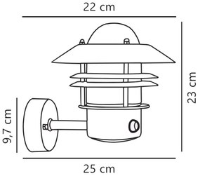 Nordlux - Venkovní nástěnné svítidlo se senzorem BLOKHUS 1xE27/60W/230V IP54