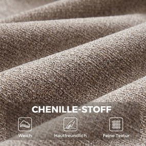 HOMCOM Chenille dekorativní křeslo – moderní čalouněné ergonomické křeslo s kovovými nohami, světle hnědé