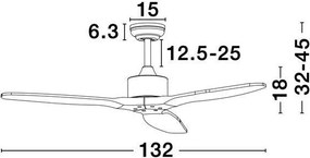 NV 5231301 Stropní ventilátor VENTO tělo z oceli černá a dřevěné listy - NOVA LUCE
