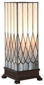 Stolní lampa Tiffany Krisoijn šedá art deco ve tvaru hranolu – 17x17x43 cm