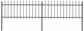 Zahradní plot s kopím nahoře ocelový 337 x 80 cm černý 277603