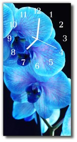 Skleněné hodiny vertikální Modrá květina