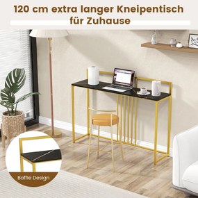 Costway Moderní stolek do chodby 120 cm s mramorovým vzhledem a zlatým kovovým