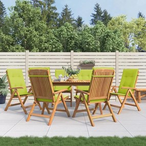 vidaXL Polohovací zahradní židle s poduškami 6 ks masivní teak [3196502] Barva: Jasně zelená