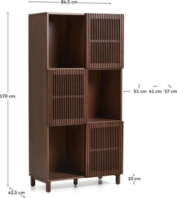 Tmavě hnědá knihovna v dekoru ořechu s posuvnými dveřmi 84,5x170x42,5 cm Beyla – Kave Home