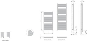 Isan Duo 1230 x 600 mm koupelnový radiátor bílý