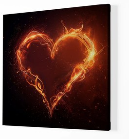 Obraz na plátně - Srdce, neonová záře FeelHappy.cz Velikost obrazu: 140 x 140 cm