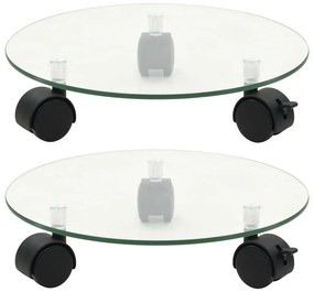 Vozíky pod květináče z tvrzeného skla 2 ks kulaté 28 cm 245691